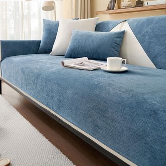 Generic Sofa Überzug -Samt Sofa überwurfdecke, rutschfest Sofaschoner Hund Katze Sofaschoner 1/2/3/4 Sitzer Couch Überzug Sofaüberwürfe für U Form L Form Sekt