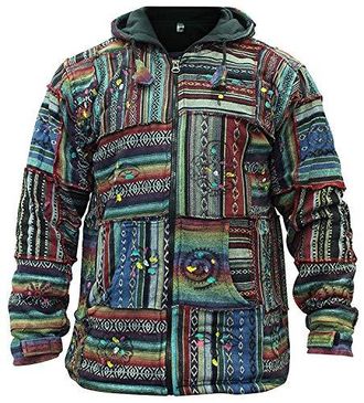 Shopoholic Fashion Veste à capuche en coton pour homme style hippie - Multicolore - XX-Large