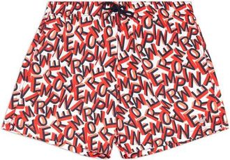 Emporio Armani Mid Boxer Maillot de Bain, Petit EA Blanc/Orange, M Homme