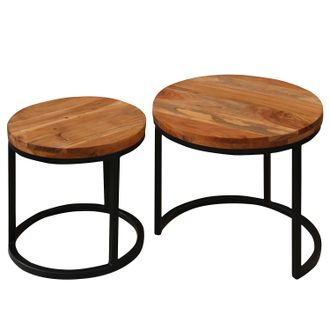 Loftscape home24 Bestelltisch Elma 2er-Set &Oslash; 55cm Braun
