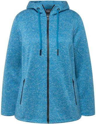 Ulla Popken Sweatjacke Strickfleece-Jacke Kapuze Rei&szlig;verschlusstaschen