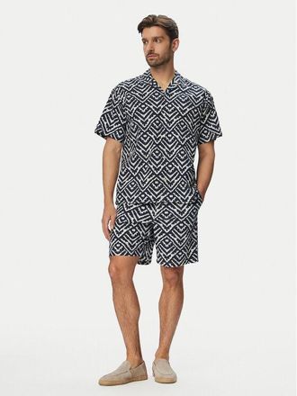 Jack & Jones Jack & Jones Set Hemd und Stoffshorts Milo Seersucker Resort 12297829 Dunkelblau Loose Fit