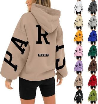 Generic HUIFUAO London Sweats &agrave; capuche pour femmes UK Surdimensionn&eacute;s New York Paris California avec imprim&eacute; amusant sur le dos, lettres imprim&eacute;es, pull avec