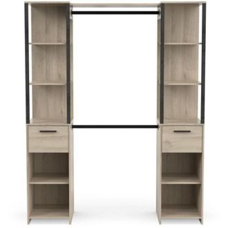 Demeyere Kit dressing GARY - Ch&ecirc;ne Kronberg et noir mat - Dimensions 159,8 x 49,5 x 200,3 cm - 2 colonnes et 2 tiroirs coulissants - Demeyere