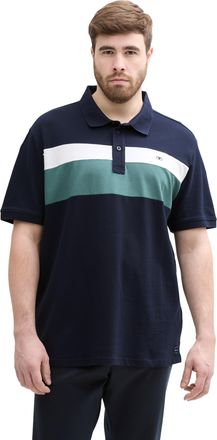 Tom Tailor Plussize Plus Size - Poloshirt mit Colour Blocking, Sky Captain Blue, 3XL