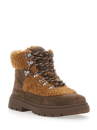 Moon Boot Womens Combat Boots Fleece Brown