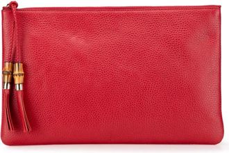 Gucci 2000-2015 Bamboo Tassel Clutch aus Kalbsleder - Rot