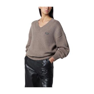 Rotate Rotate Birger Christensen, Femme, Pulls, Gris, Taille: 36 FR Pull Col V en Maille