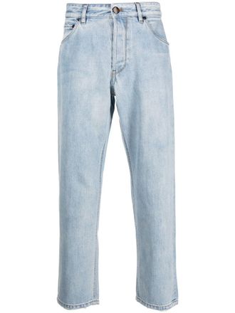Pantaloni Torino jean droit &agrave; taille mi-haute - Bleu