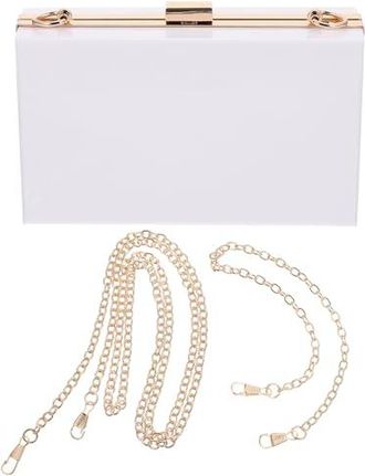 Valiclud Sac Soir&eacute;e Transparent Acrylique Blanc Pochette G&eacute;om&eacute;trique &Eacute;l&eacute;gante pour Femme Bandouli&egrave;re Amovible Mariage et Soir&eacute;e Style Polyvalent et Lumineux