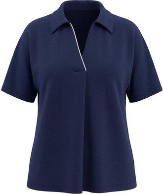 Ulla Popken T-Shirt T-Shirt Ziersteinborte Oversized Hemdkragen