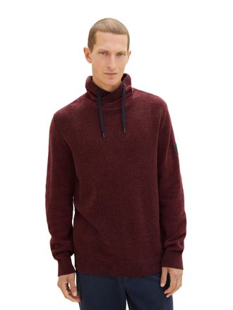 Tom Tailor Herren Snood Strickpullover mit Kordelzug, Tawny Port Red, L