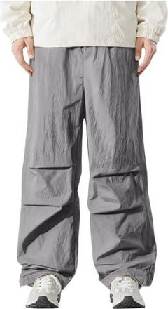Generic Pantalon droit pour homme avec cordon de serrage &agrave; la taille &eacute;lastique pour les sorties d&eacute;contract&eacute;es, pantalon l&eacute;ger et confortable, gris fonc&eacute;, XXL