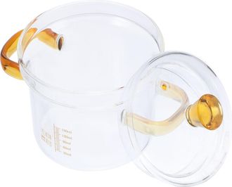 DOITOOL Kleiner Hitzebeständiger Glas kochtopf mit Deckel und Doppelgriff Transparenter Suppentopf für Herdarten Stabiler Küchen kochtopf für Familie und Part