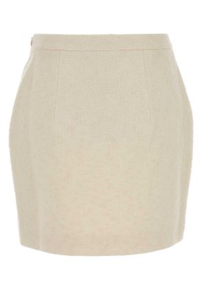 Alessandra Rich Womens Cream Tweed Mini Skirt Ivory Gonne