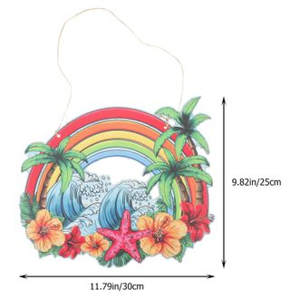 Lurrose Sommerliches Holz Türschild Regenbogenfarben Hängeschild Stranddeko für Innen Außen Willkommen Haustür Dekoration