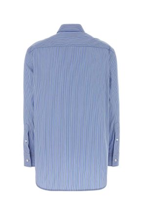 Balenciaga Womens Embroidered Poplin Shirt Blue-Navy Exterior: Cotton Nylon T-Shirt Blue/navy T-shirts And Polos