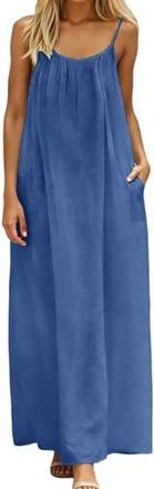 Generico Robe d&eacute;t&eacute; pour femme &eacute;l&eacute;gante, confortable et respirante - Robe maxi - Vacances &agrave; la plage - En un seul &eacute;tat - Couleur unie - L&eacute;g&egrave;ret&eacute; - Robe de plage