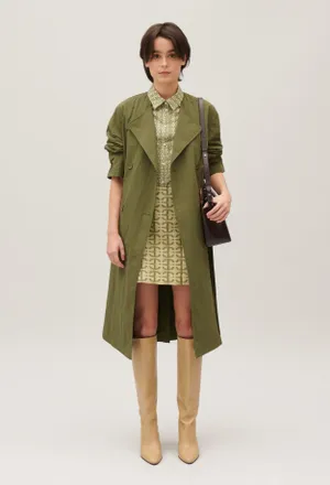 Claudie Pierlot Trench mi-long nylon kaki