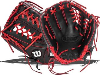 Wilson A700 12 Baseball-Handschuh, Schwarz/Rot, 12 inch