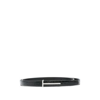 Tom Ford Schwarzes Krokodilleder T-Schnalle G&uuml;rtel - - Accessories - Herren - Schwarzk - 100 CM