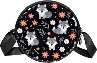 Generic Petit sac &agrave; bandouli&egrave;re circulaire pour femme, petit sac &agrave; bandouli&egrave;re avec fermeture &eacute;clair et bretelles r&eacute;glables style d&eacute;contract&eacute; pour femmes et f