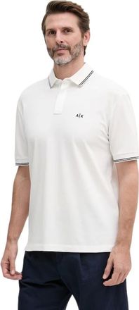 A|X Armani Exchange Homme, Tops, Blanc, Taille: M Polo Stretch Piqu&eacute; avec Bordure Contrast&eacute;e