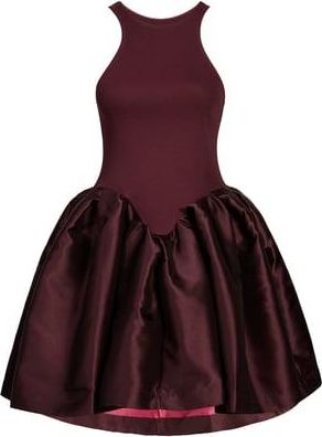 Marques Almeida Puffärmel-Midikleid aus Baumwollmischung in Rot