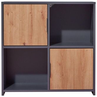 Inter Link SAS Pepeto Regal 2 T&uuml;ren, 2 Ablagen grau, Artisan Eiche dekor