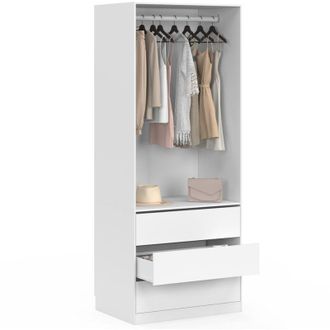 IDMarket Dressing TAYLOR 80 x 55 x 200 cm 1 module avec penderie + 3 tiroirs blanc