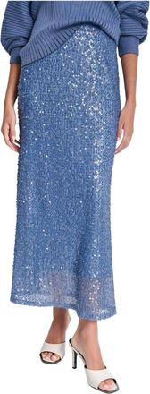 DKNY Dkny, Femme, Jupes, Bleu, Taille: 42 FR Jupe &agrave; Sequins en Maille Facile &agrave; Enfiler