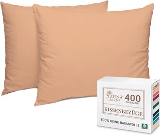 Pizuna Luxuri&ouml;ser Soft-Satin 2er Pack Kissenbezug 70 x 90 cm Pfirsich, 400 Fadenzahl Baumwolle Kissenbez&uuml;ge, 100% Langstapel Baumwolle Nur Kissenbezug (Pfirs