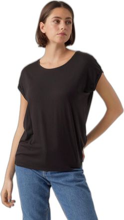 Vero Moda VERO Moda Damen Einfarbiges Stretch T-Shirt Basic Rundhals Top Oberteil Tief Angesetzte Schultern VMAVA, Farben:Schwarz, Gr&ouml;&szlig;e:XL
