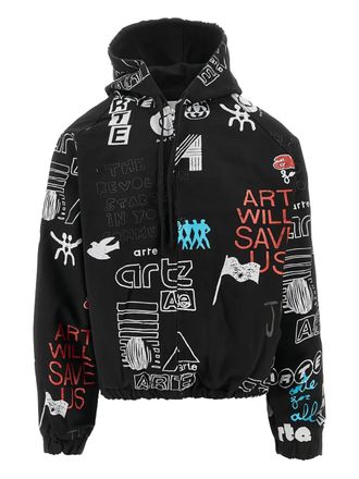 Arte hoodie &agrave; imprim&eacute; graphique - Noir