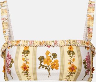 Agua Bendita Haut de bikini brod&eacute; &agrave; fleurs
