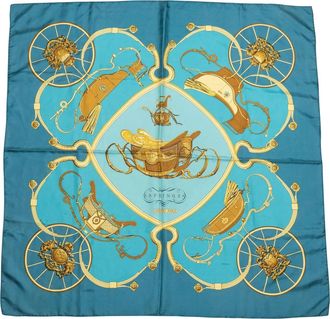 Herm&egrave;s T&uuml;cher & Schals - Hermes Classic Springs Silk Carre 90 Scarf Tuch - Gr. unisize - in Blau - f&uuml;r Damen