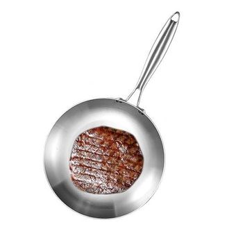 Generic Po&ecirc;le en acier inoxydable - Po&ecirc;le &agrave; induction adapt&eacute;e au four | Po&ecirc;le en acier | Po&ecirc;le avec poign&eacute;e ergonomique | Po&ecirc;le &agrave; frire | Po&ecirc;le &agrave; frire argent