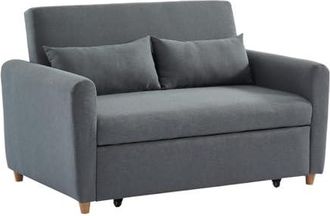 Vente-Unique Canapé 2 Places Convertible en Tissu Gris AYLA
