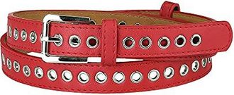 Allegra K Ceinture en cuir PU &agrave; oeillets pour femmes avec boucle ardillon en m&eacute;tal Rouge Fit waist up to 104cm/41