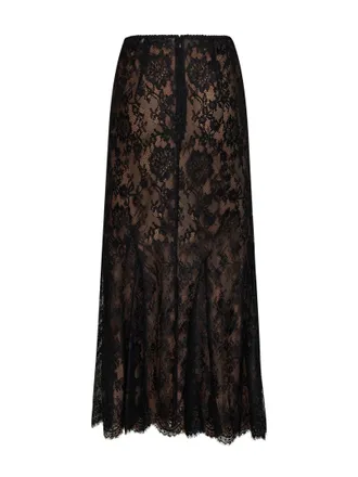 Self Portrait Womens Skirt Lace Midi Black Polyamide