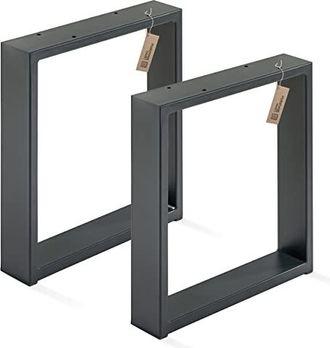 Lamofootwear Manufaktur Lot de 2 Pieds de Table Basse, modèle Simple Massive, Profil 80x20 mm, 60x43 cm (L x H), Gris, LTS-01-C-AA-7016