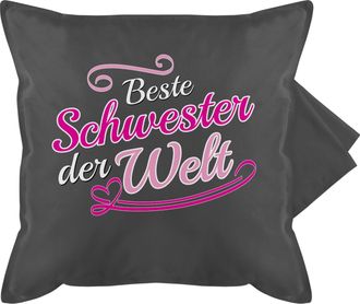 Shirtracer Kissenbezug - Kissen - Beste Schwester der Welt - Vintage Motiv - 50 x 50 cm - Grau - mit spruch für schwesterherz geschenk sister schwestern geschenk