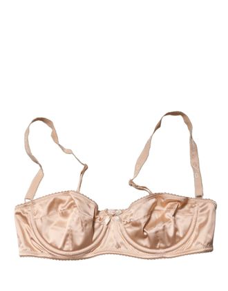 Dolce & Gabbana Womens Beige Semi-Pad Underwire Balconette Bra Underwear Elastane Silk Clothing