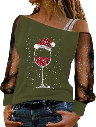 Generic T-shirt pour femme &eacute;l&eacute;gant &agrave; manches longues avec dentelle - Haut d&eacute;contract&eacute; pour le quotidien et tenues confortables avec un design tendance et un t