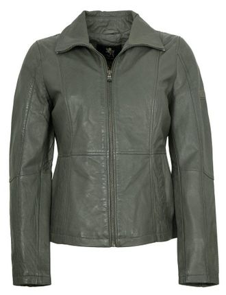 Otto Kern Lederjacke Lotta OTTO KERN - Damen Lederjacke Lammnappa grau-olive