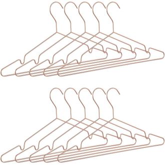Relaxdays Kleiderb&uuml;gel ros&eacute;gold im 10er Set, d&uuml;nn, elegante Drahtb&uuml;gel f&uuml;r Tops, gl&auml;nzende B&uuml;gel, platzsparend, kupfer - Relaxdays