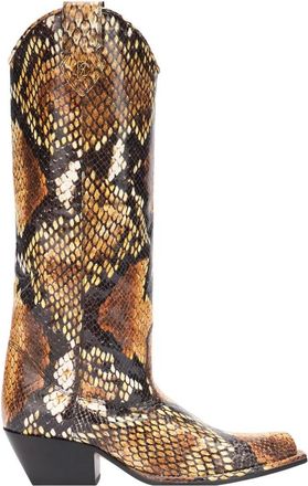 Roberto Cavalli Femme, Chaussures, Brun, Taille: 39 EU Bottes Texanes Avec Imprim&eacute; Python