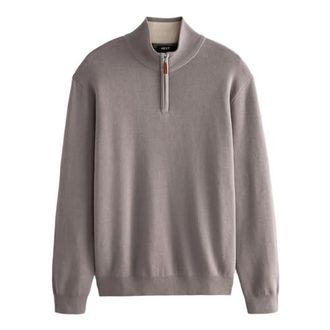 Next Pull Homme &agrave; Col Zipp&eacute; - 100% Coton Premium Marron Champignon 3X-Large