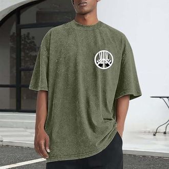 Generic T-shirt d&eacute;contract&eacute; &agrave; manches courtes et col rond pour homme - Style r&eacute;tro - Tendance - L&eacute;ger - Confortable - Respirant - Pour lext&eacute;rieur et le quotid