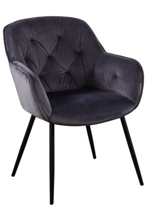 MID.YOU Mid.you Armlehnstuhl, Grau, Schwarz, Metall, Textil, Rundrohr, 63x87x64 cm, Esszimmer, St&uuml;hle, Esszimmerst&uuml;hle, Armlehnenst&uuml;hle